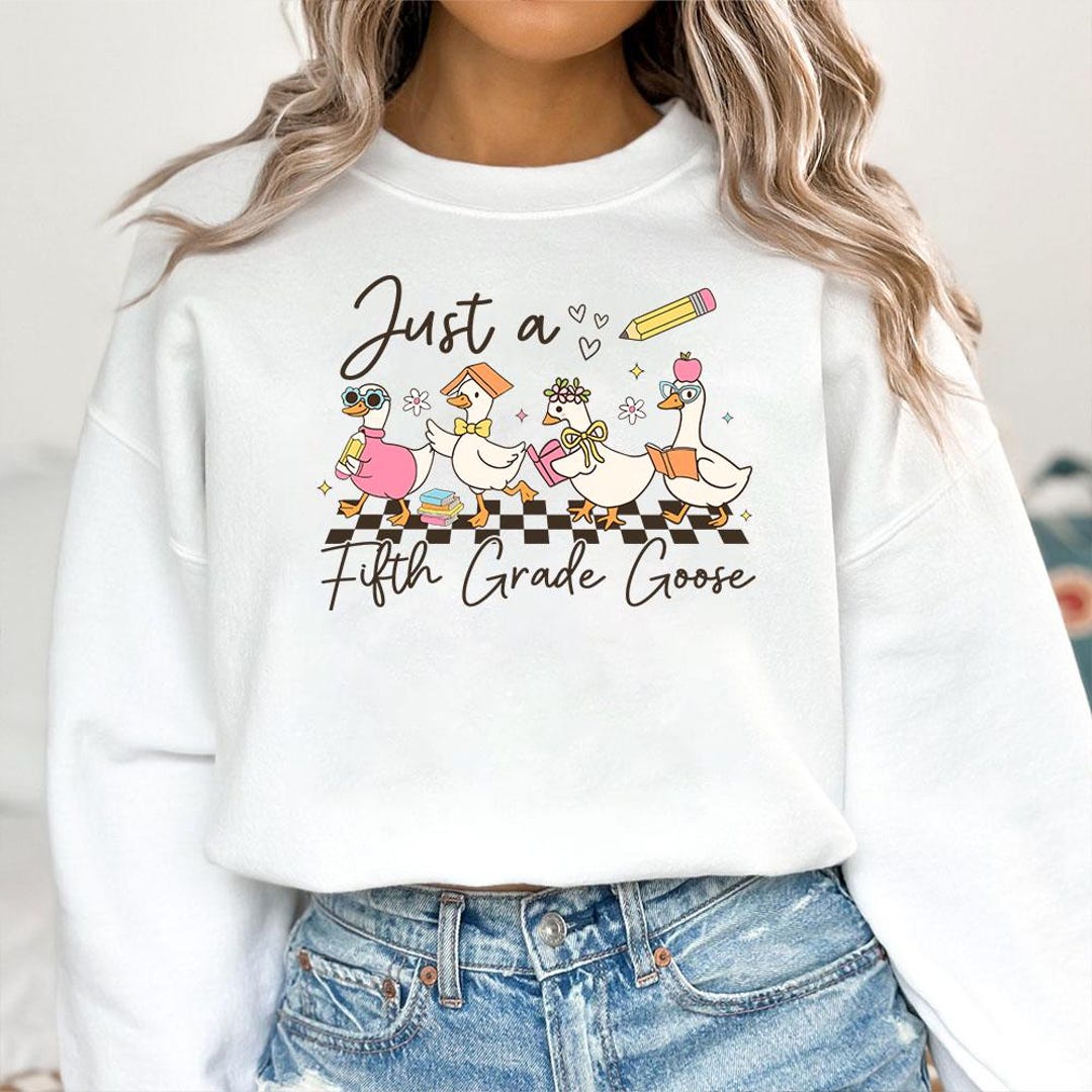 Cute Preppy Back to School Gooses Just A Fifth Grade Goose Png, Silly ...
