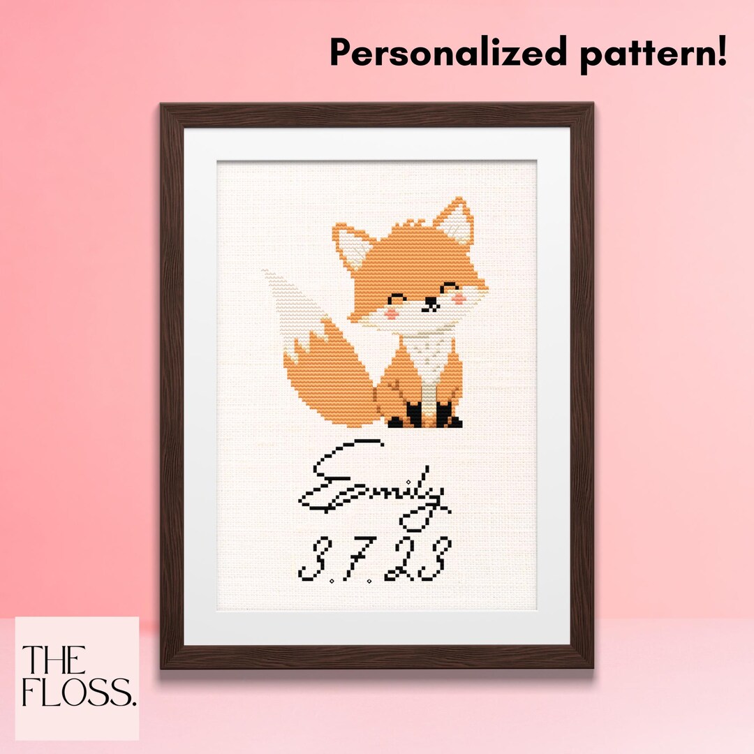 Personalized Nursery Fox Cross Stitch PDF Digital Pattern, Baby Gift ...