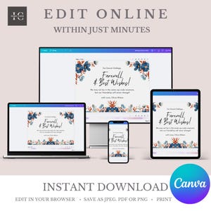 Farewell & Best Wishes Canva Template, Editable Goodbye Card for ...