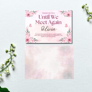 Pink Floral Farewell Canva Card Template, Until We Meet Again, Editable ...