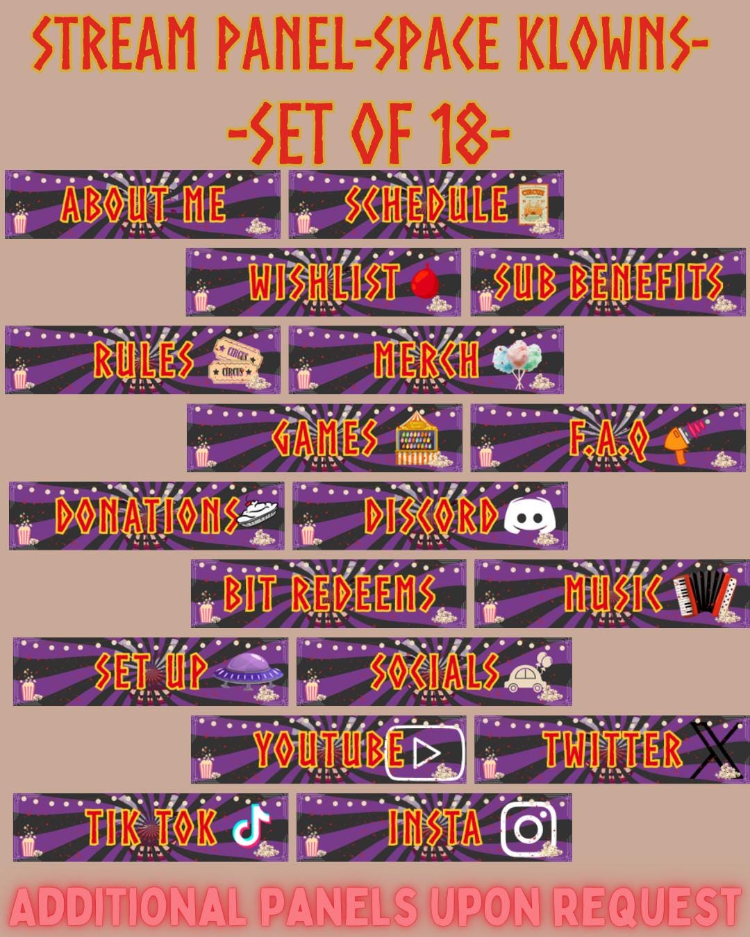 Killer Klowns Inspired Streamer Panels "space Clowns" Set of Eighteen ...