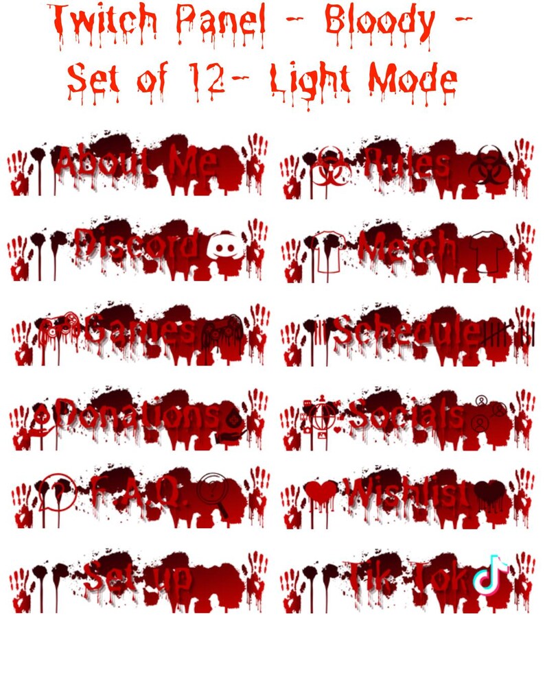 Twitch Panel- Bloody - Set of 12 - Etsy