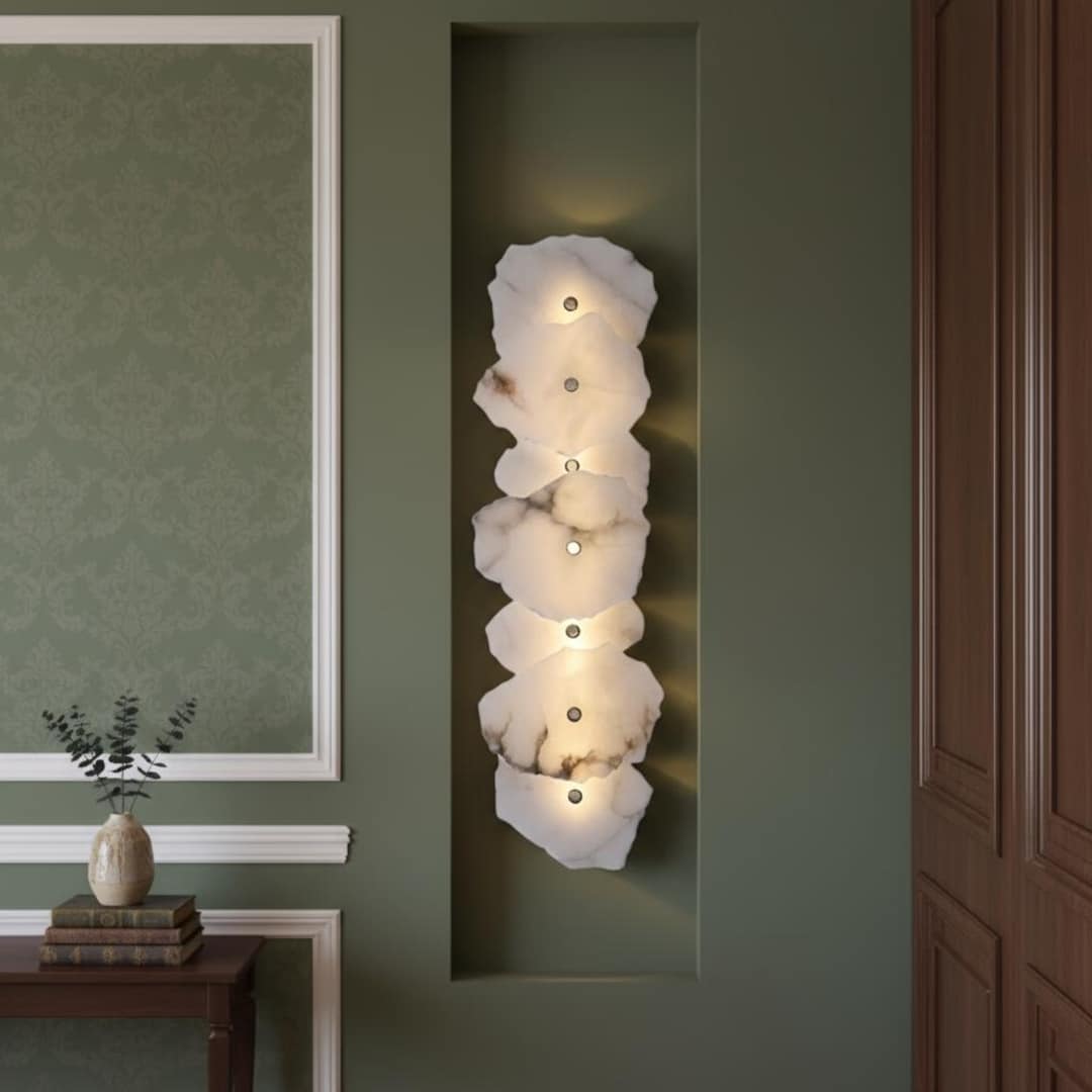 Modern Marble LED Wall Lamp – Irregular Stone Light Fixture for Bedroom ...