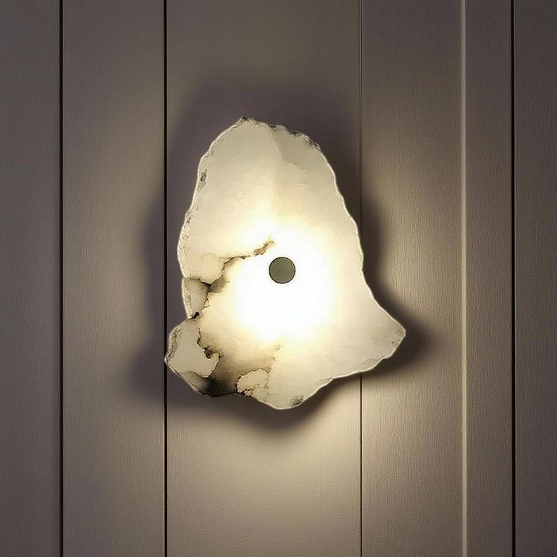 Modern Marble LED Wall Lamp – Irregular Stone Light Fixture for Bedroom ...