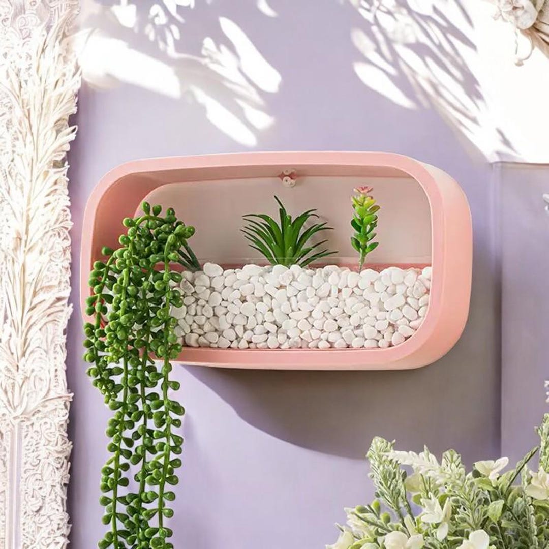 Sleek Geometric Wall Planter | Rectangular Hanging Decor for Air Plants ...