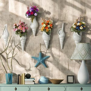 Ceramic Sea Shell Vase: Modern White Wall Hanging Decor - Etsy