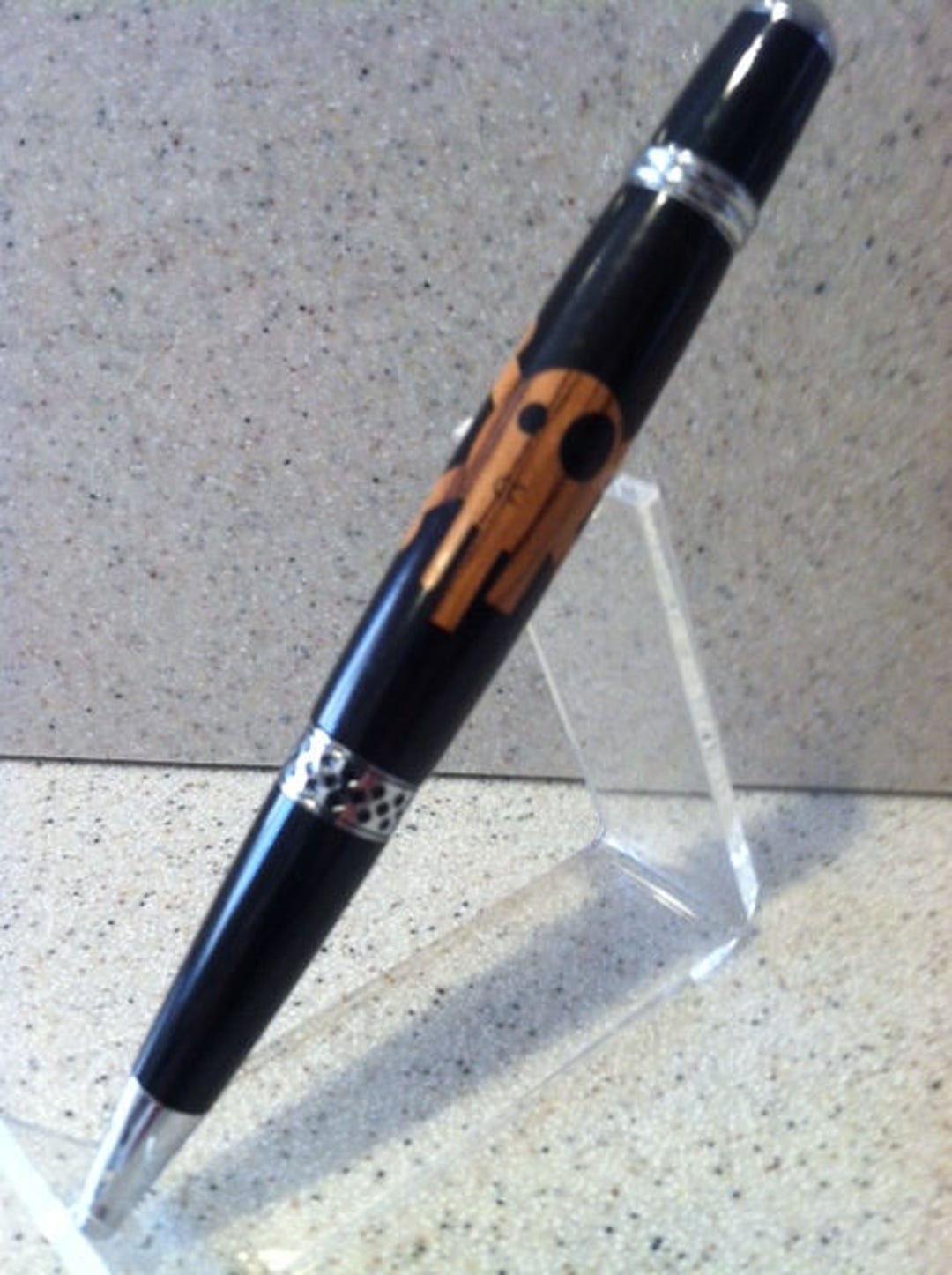 READY TO SHIP Steampunk Skull & Crossbones Inlay Pen Chrome Mesa Twist ...