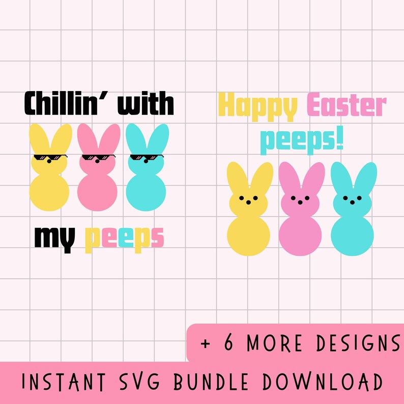 Peeps Easter SVG Bundle | 12 Funny Cricut Cut Files for T-shirts ...