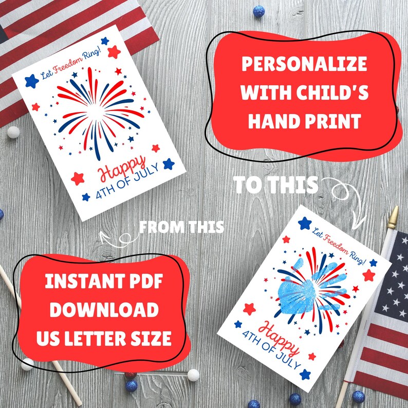Printable 4th of July Handprint Craft for Kids Patriotic Fireworks Art ...