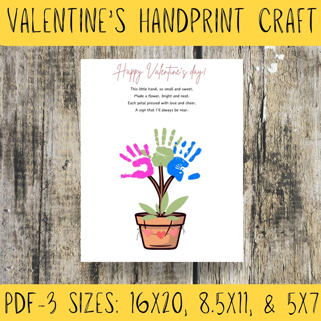 Handprint Plant Craft: Valentine's Day DIY Gift for Mom (digital ...
