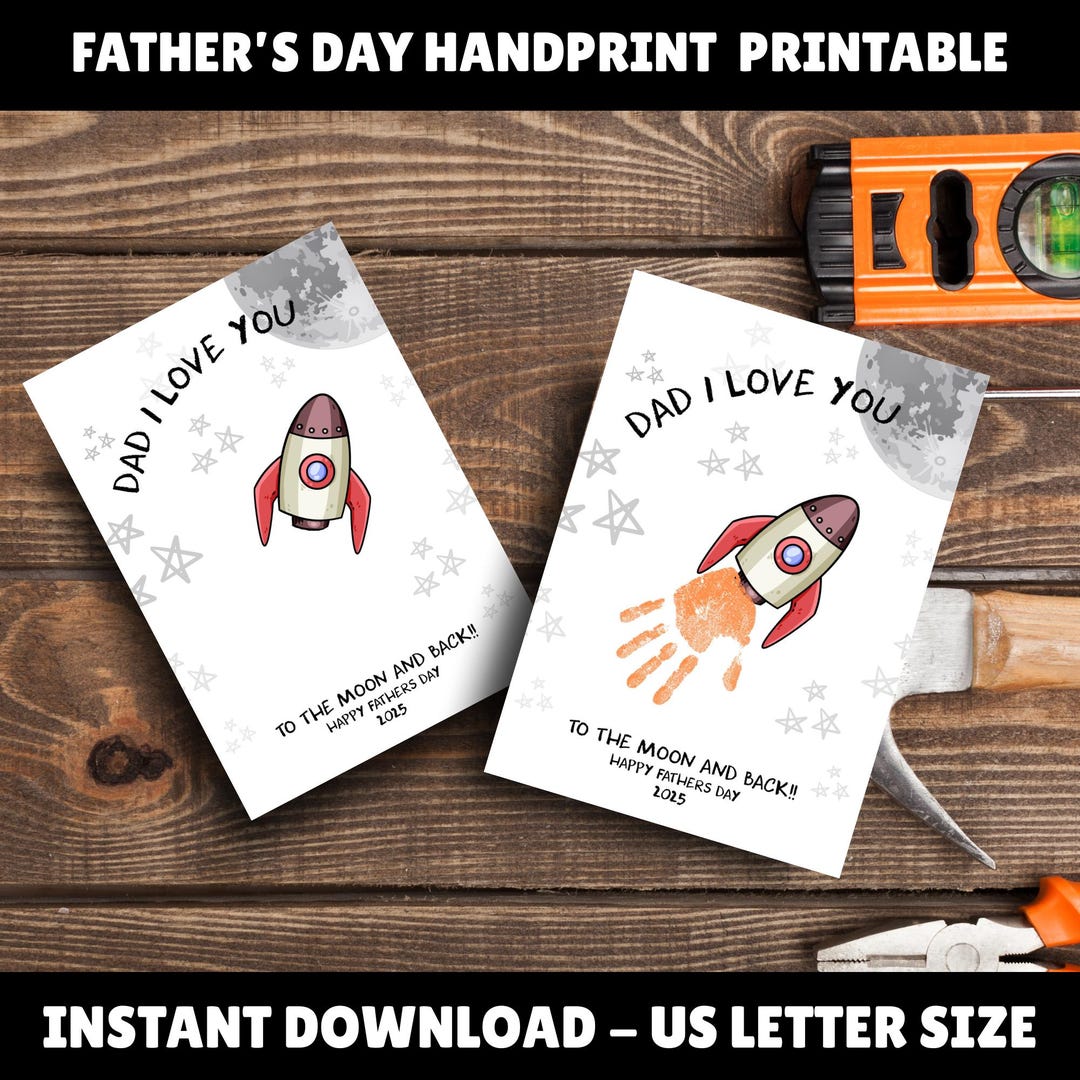 Father’s Day Handprint Craft Rocket Ship Love You to the Moon and Back ...