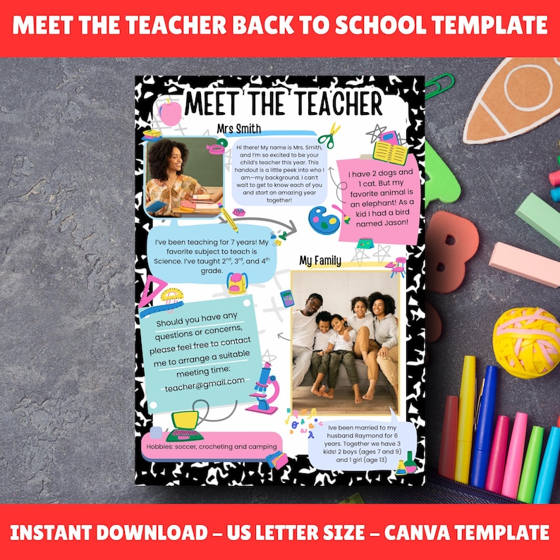 Editable Meet the Teacher Handout Template: Back to School Printable ...