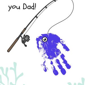 Father's Day Fishing Handprint Craft: 'hooked on You' Gift (PDF) - Etsy