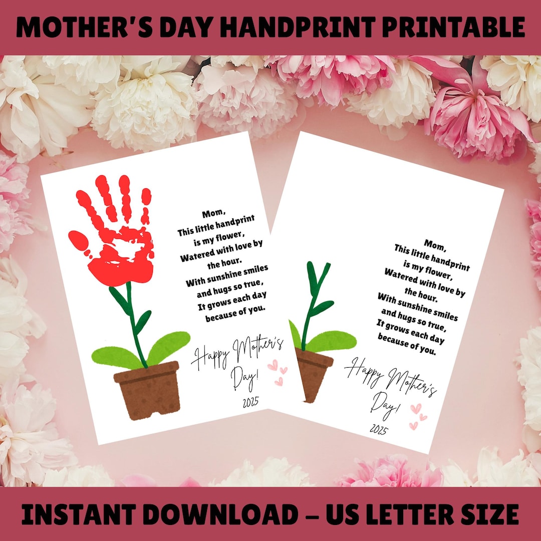 Mother's Day Handprint Flower Poem: Kid's Craft Gift (PDF Download) - Etsy