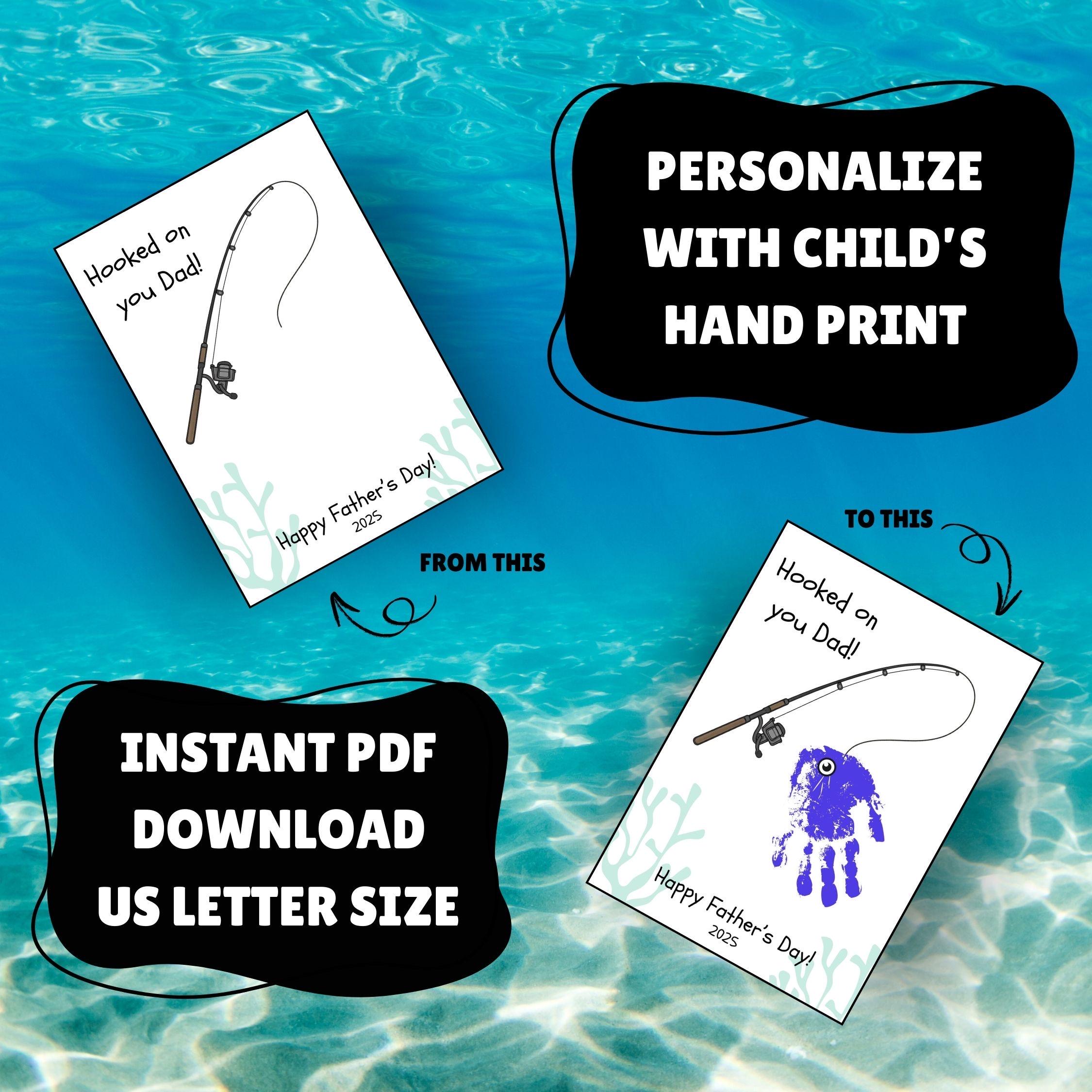 Father's Day Fishing Handprint Craft: 'hooked on You' Gift (PDF) - Etsy