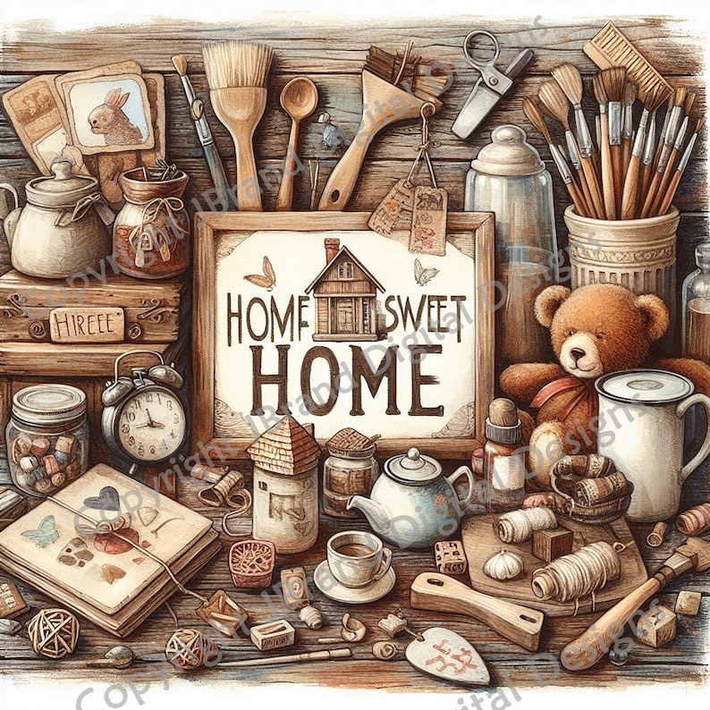 Rustic Home Sweet Home Image: Farmhouse Country Wall Art (digital ...