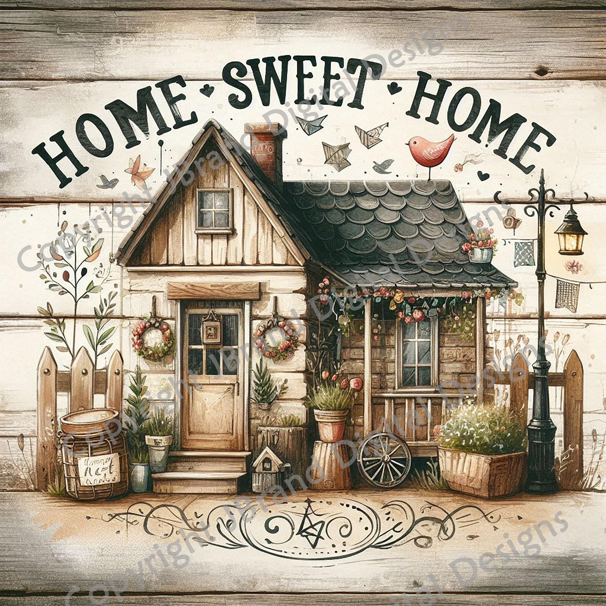 Rustic Home Sweet Home Image: Farmhouse Country Wall Art (digital ...