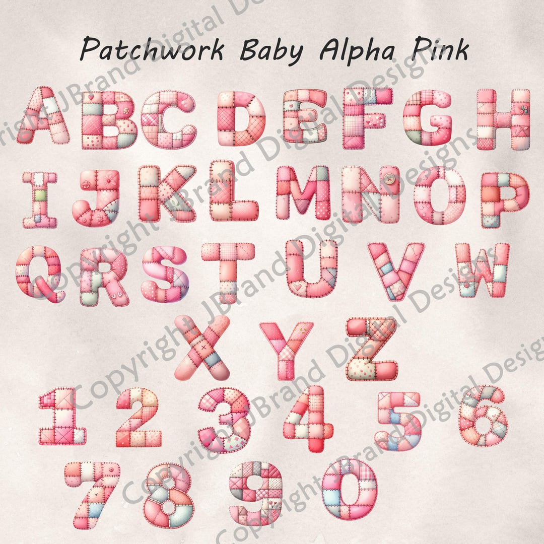 Patchwork Girl Clipart: Alpha & Numbers, Scrapbooking Graphics (digital ...