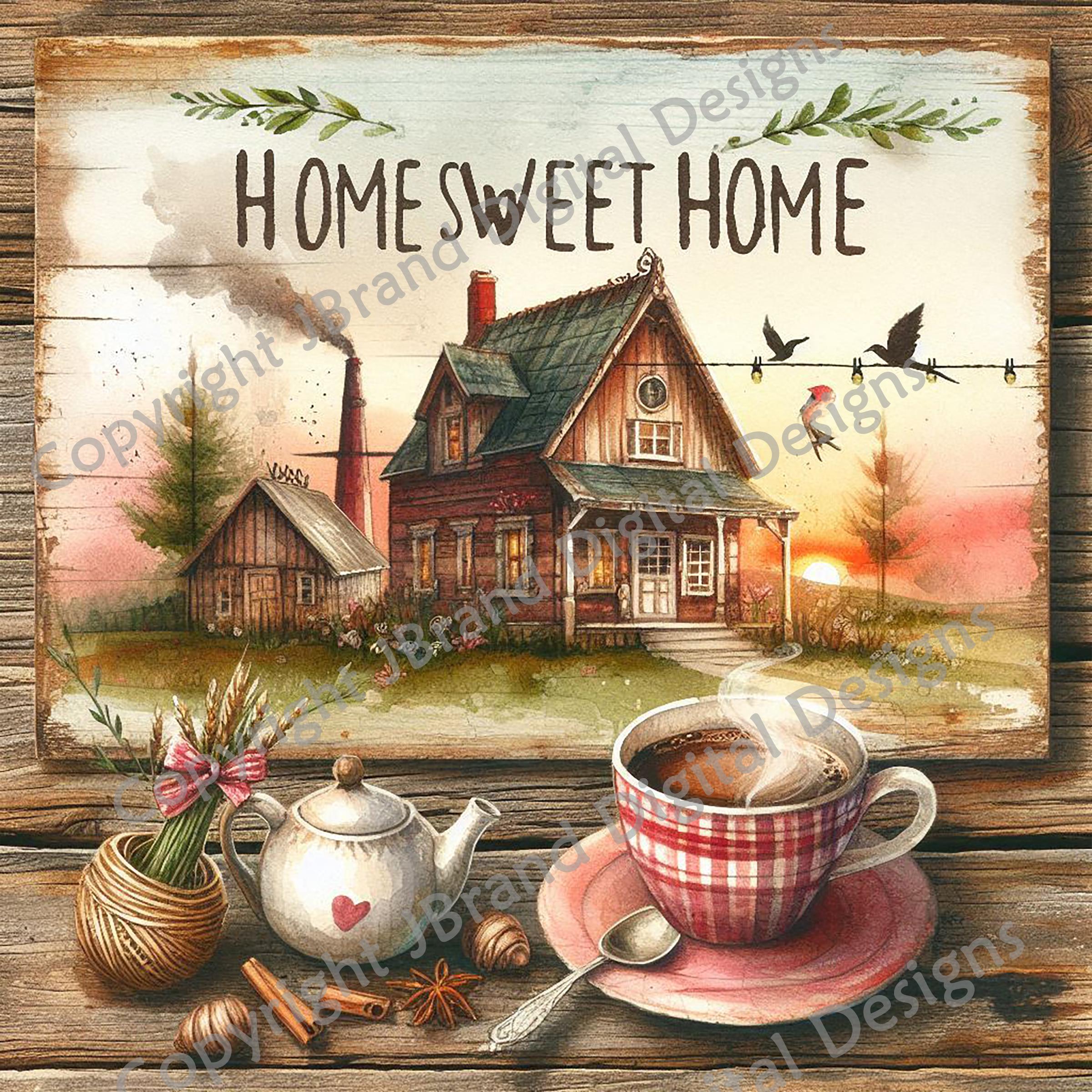 Rustic Home Sweet Home- Digital Image, Farm, Country, Digital Download ...