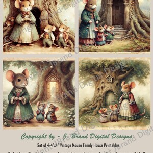 Vintage Mouse Family Tree House Image, Printable Wall Art (digital ...