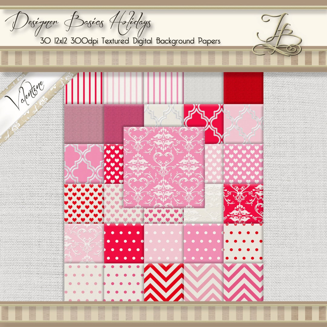 Valentine Designer Basics 12x12 Digital "textured" Background Paper to ...