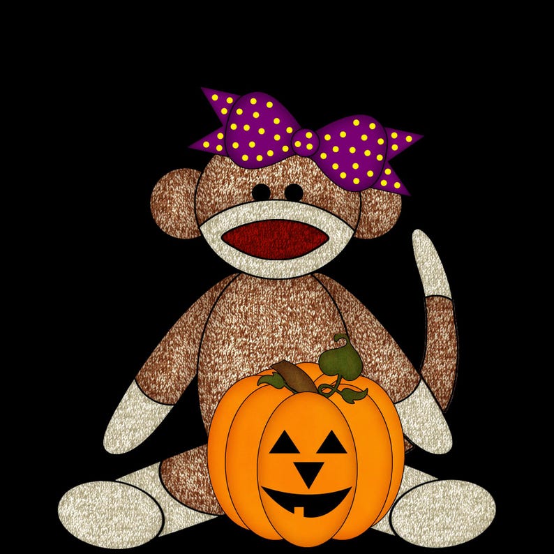 Halloween Sock Monkey Clipart With Bonus 12x12 Digital Papers for ...