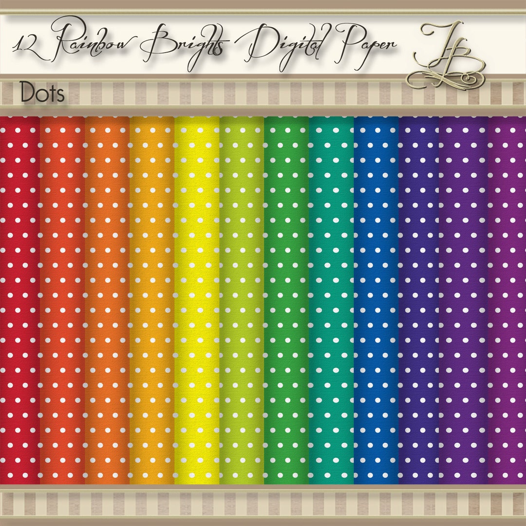 Rainbow Dots Digital Paper: 12x12 Scrapbook Background (JPG Files) - Etsy