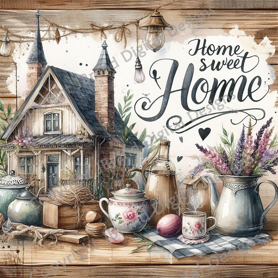 Rustic Home Sweet Home Image: Farmhouse Country Wall Art (digital ...