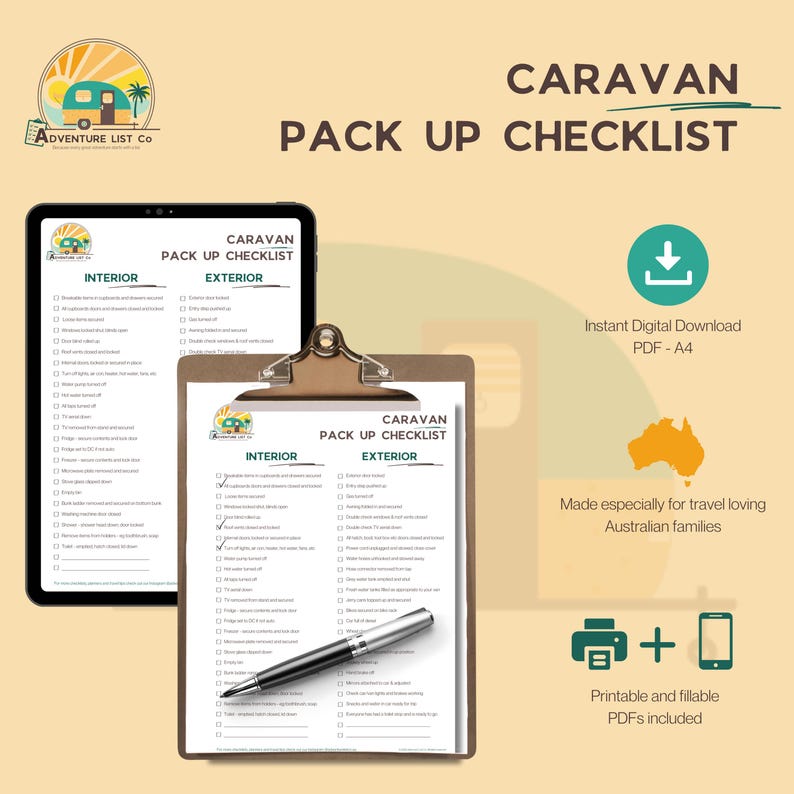 Caravan Pack up Checklist - Etsy