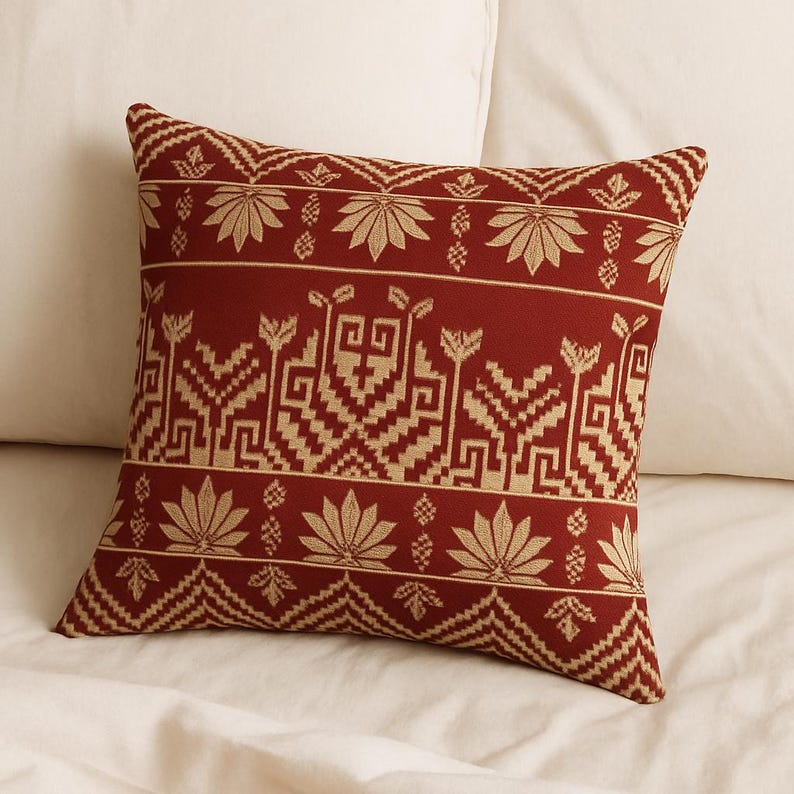 Pixel Thai Pattern | Traditional Isan Textile Seamless Background | Red ...