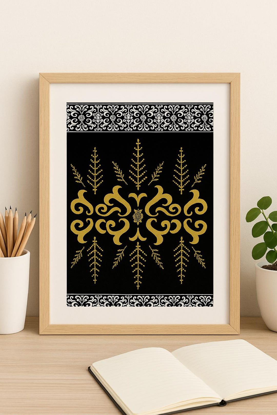 Thai Pixel Art Gold Pattern | Seamless Digital Paper | Traditional Thai ...