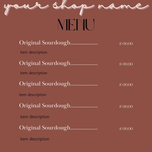 Shop Menu - Template, Editable on Canva - Etsy