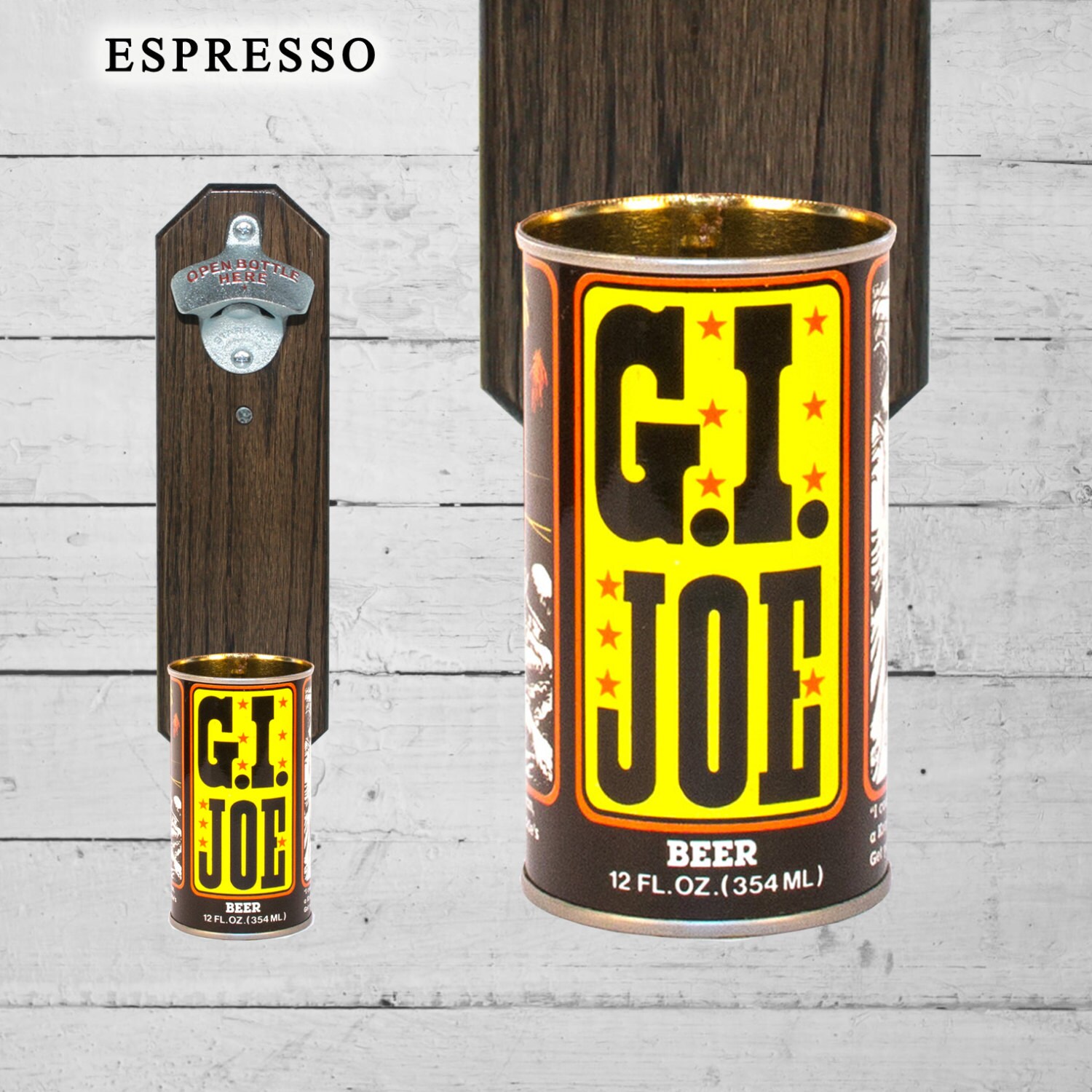 Home Bar Cap Catching GI Joe Bottle Opener With Vintage Wall Mounted ...
