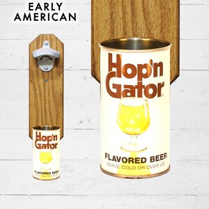Hop 'n Gator Wall Mounted Bottle Opener With Vintage Beer Can Cap ...