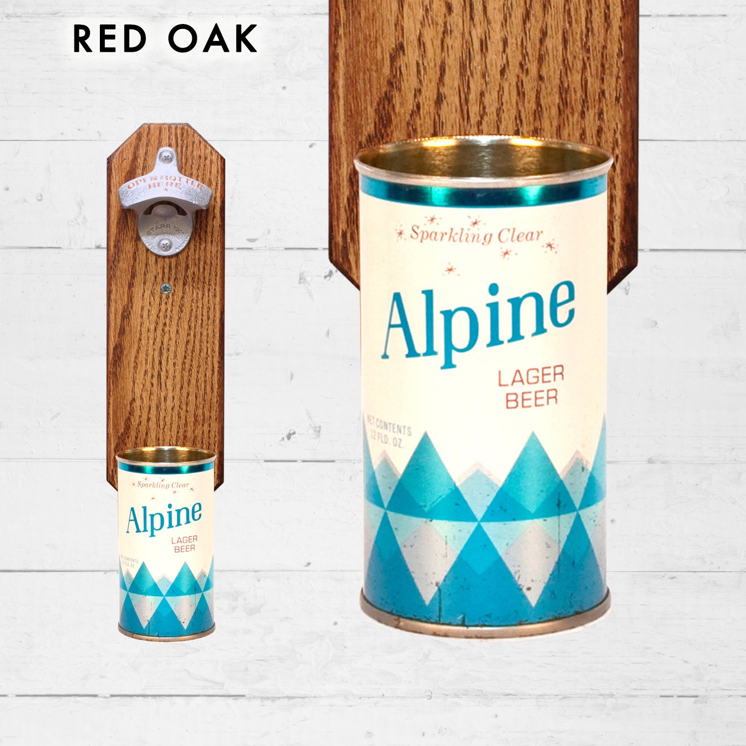 Alpine Wall Mounted Bottle Opener With Vintage Beer Can Cap Catcher ...