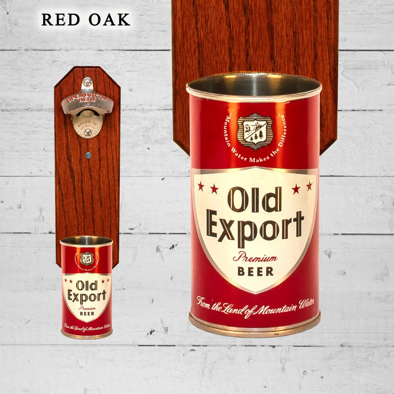 Old Export Wall Mounted Bottle Opener With Vintage Beer Can Cap Catcher ...