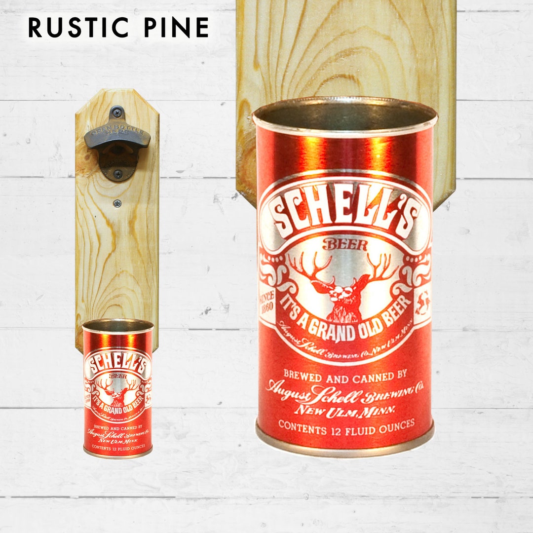 Schell's Wall Mounted Bottle Opener With Vintage Grand Old Beer Can Cap ...