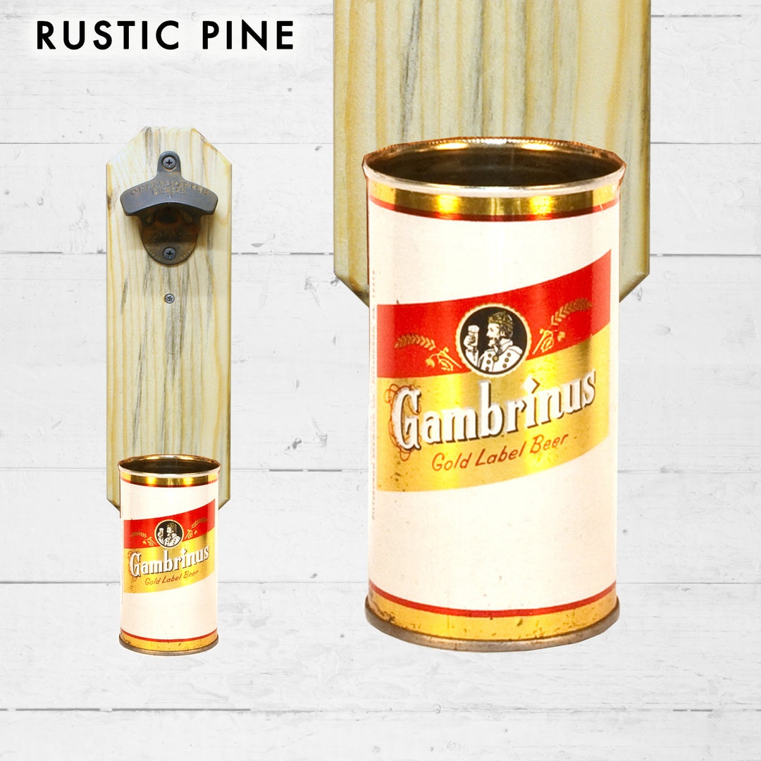 Gambrinus Wall Mounted Bottle Opener With Vintage Gold Label Beer Can ...