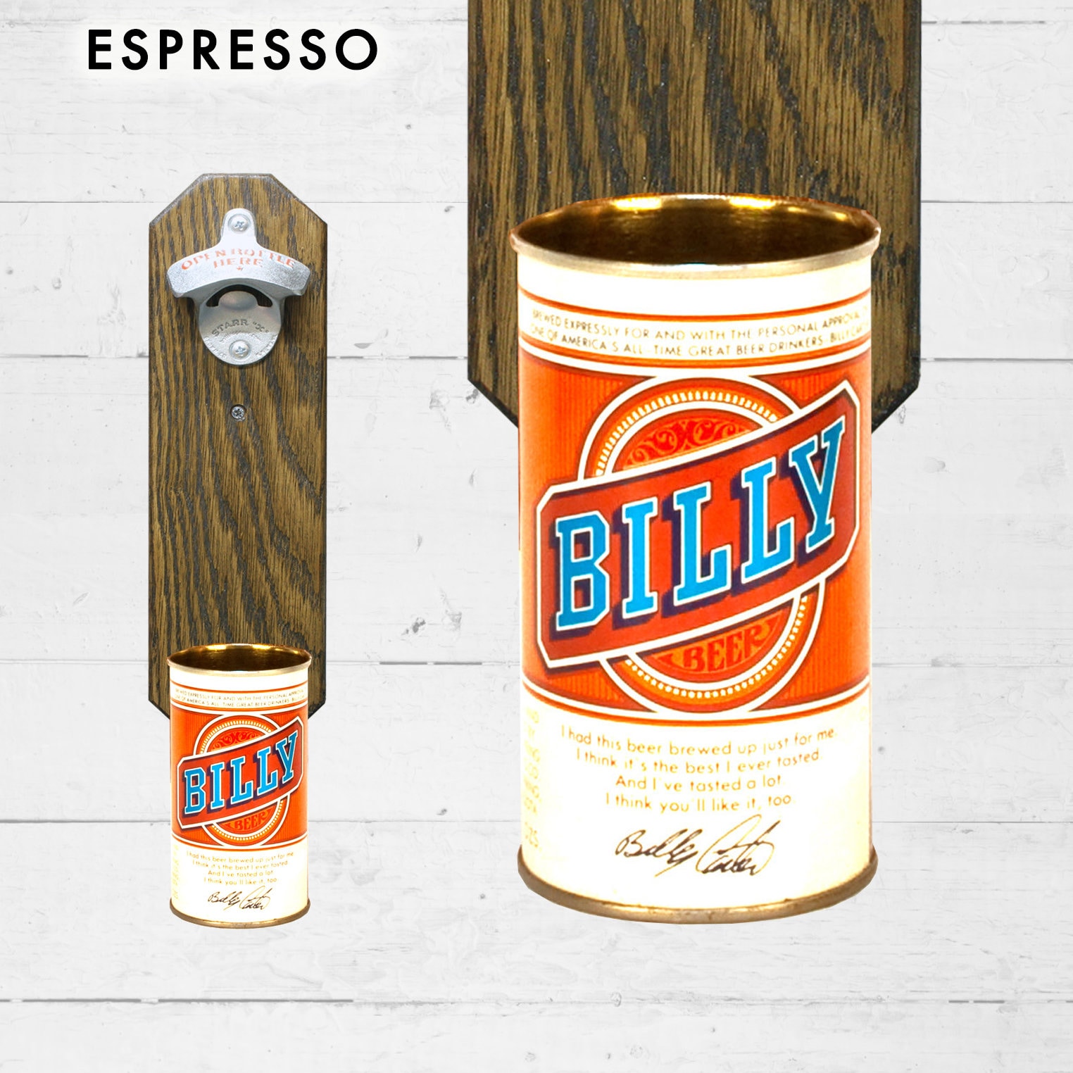 Barware Billy Beer Wall Mounted Bottle Opener With Vintage Beer Can Cap ...