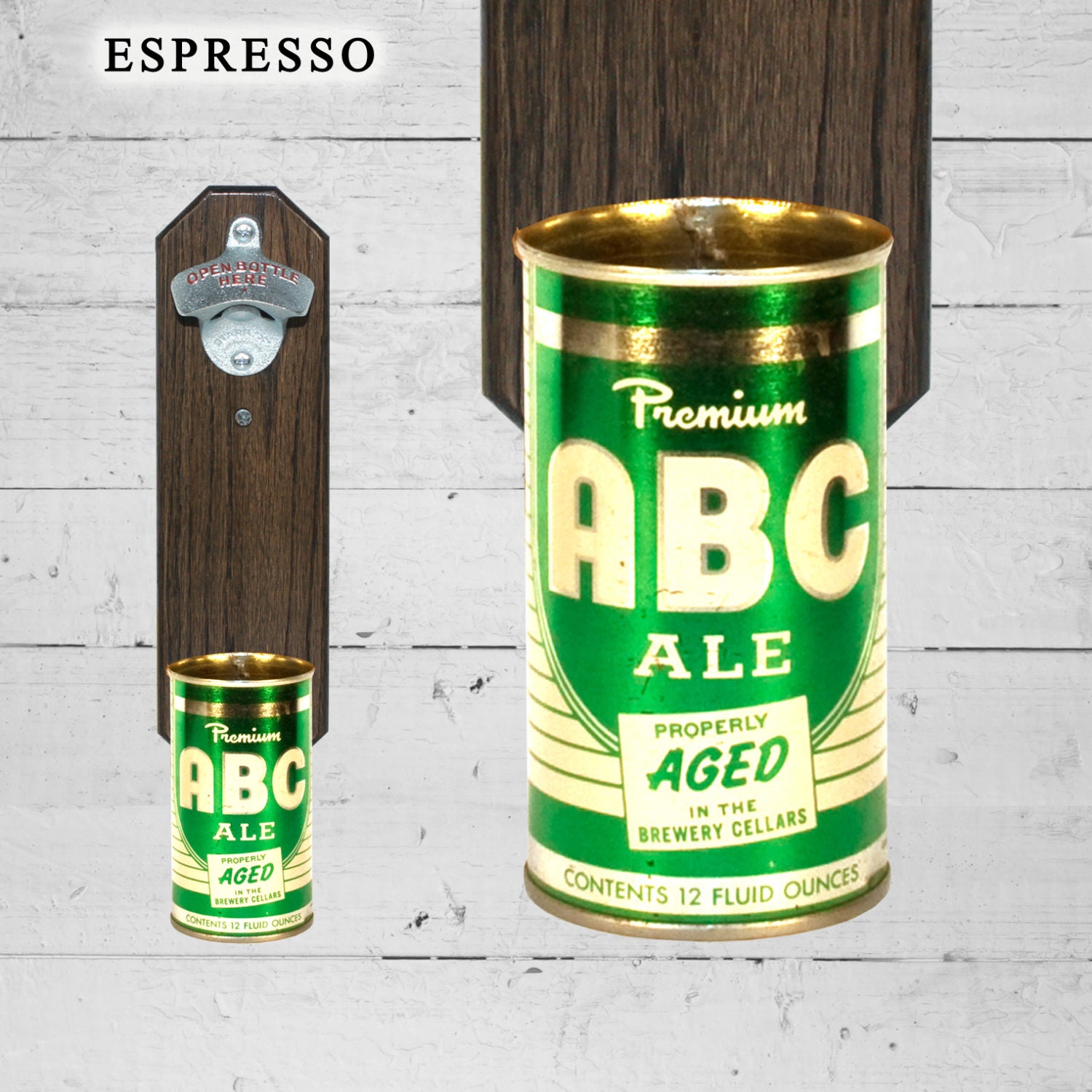 ABC Ale Wall Mounted Bottle Opener With Vintage Beer Can Cap | Etsy
