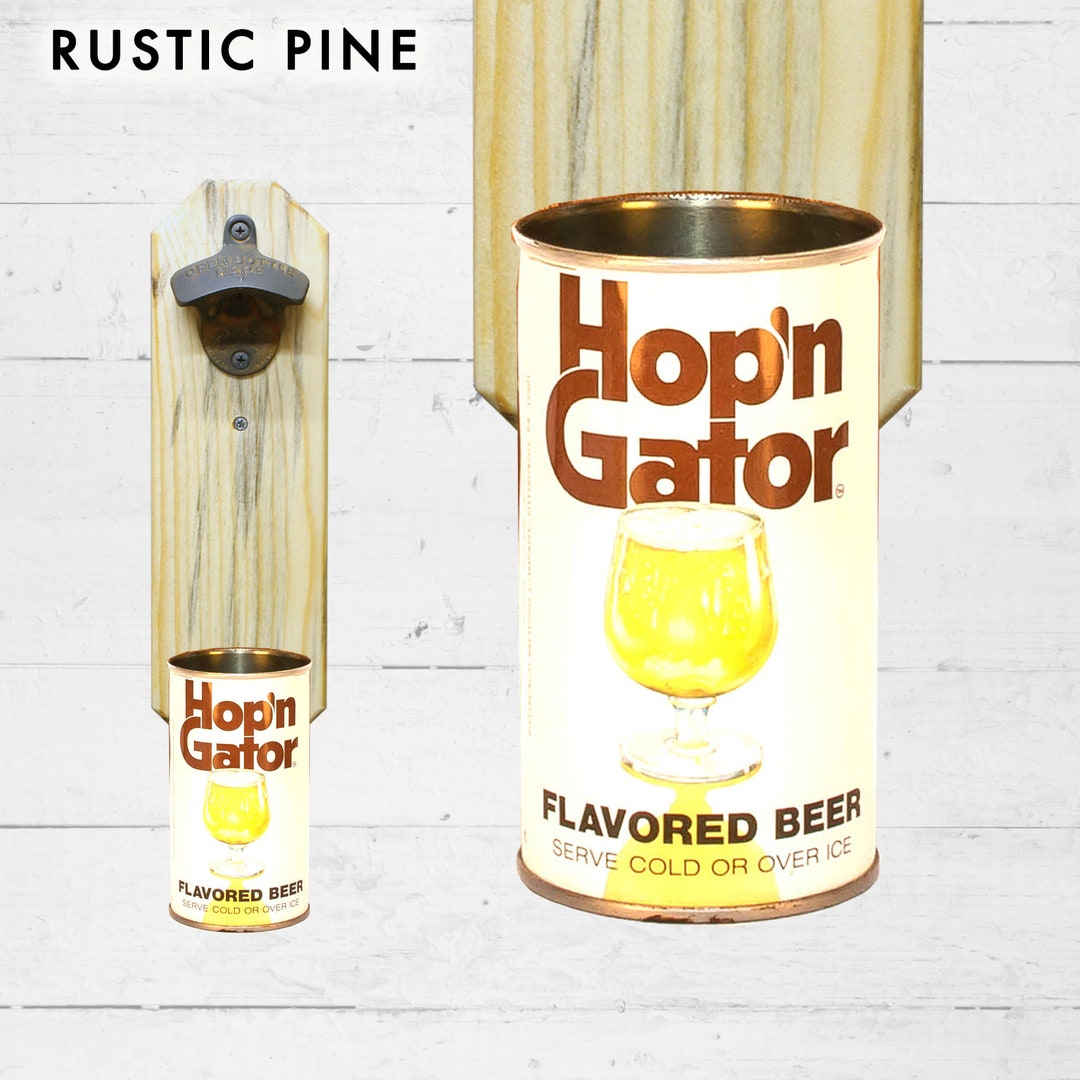 Hop 'n Gator Wall Mounted Bottle Opener With Vintage Beer Can Cap ...