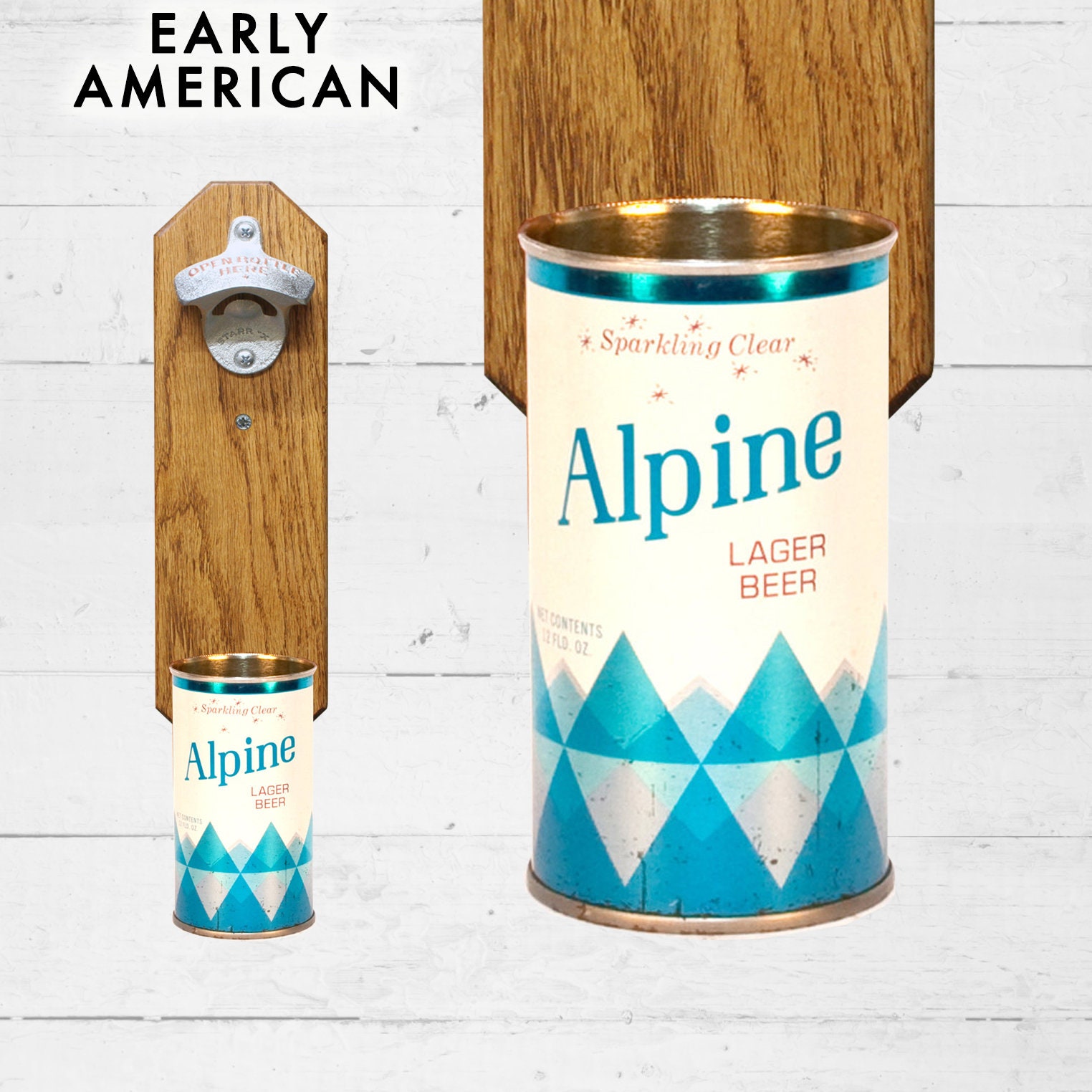 Alpine Wall Mounted Bottle Opener With Vintage Beer Can Cap Catcher ...