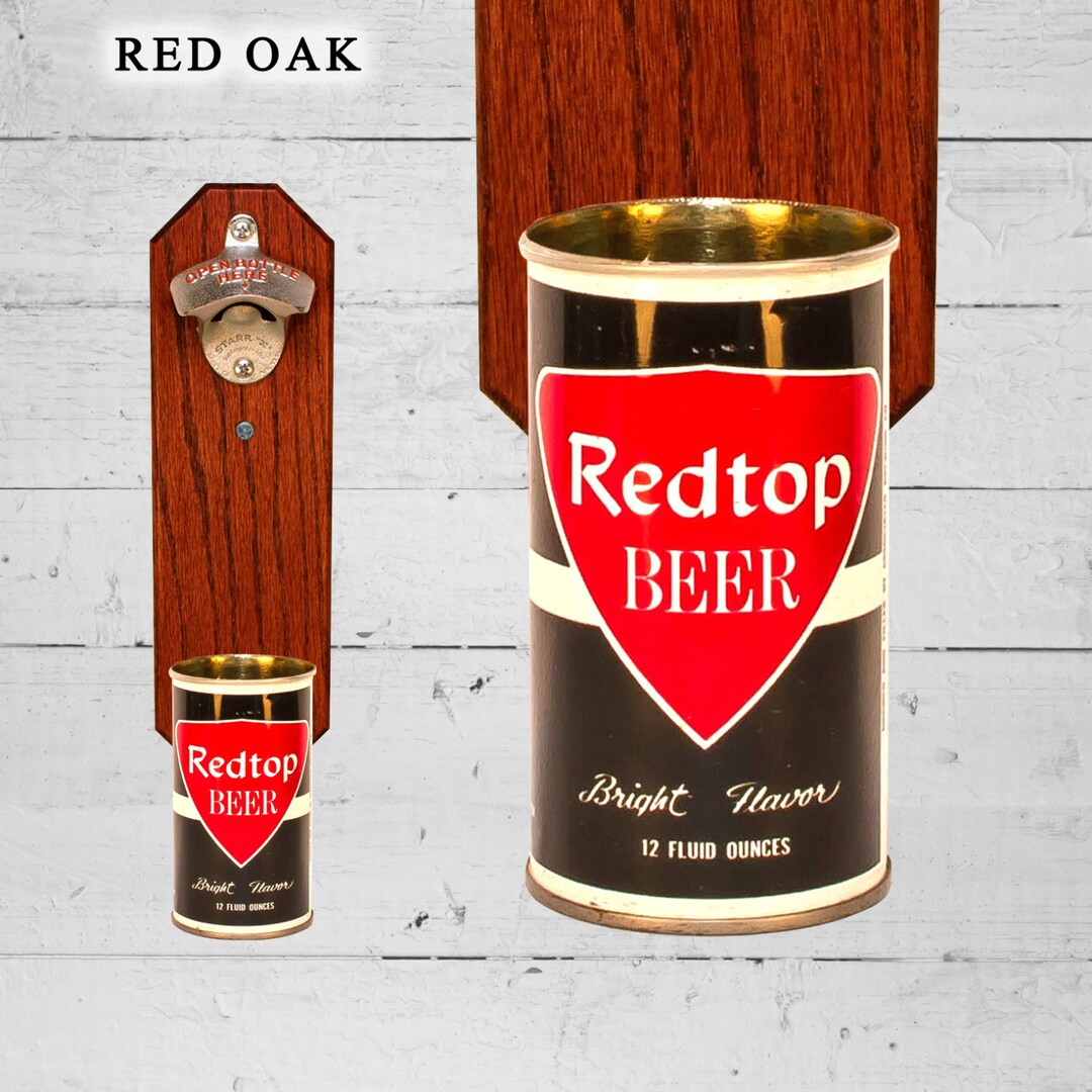 Red Top Wall Bottle Opener With Redtop Beer Can Cap Catcher - Man Cave ...