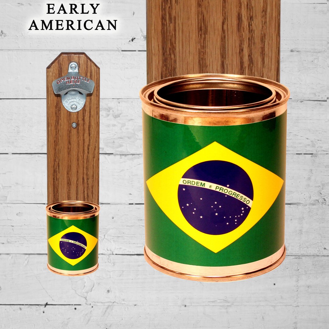 Brazil Flag Beer Bottle Opener With Wall Mounted Brazilian Cap Catcher ...