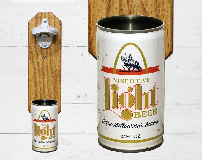 Nine O' Five Wall Mounted Bottle Opener With Vintage 905 Light Beer Can ...