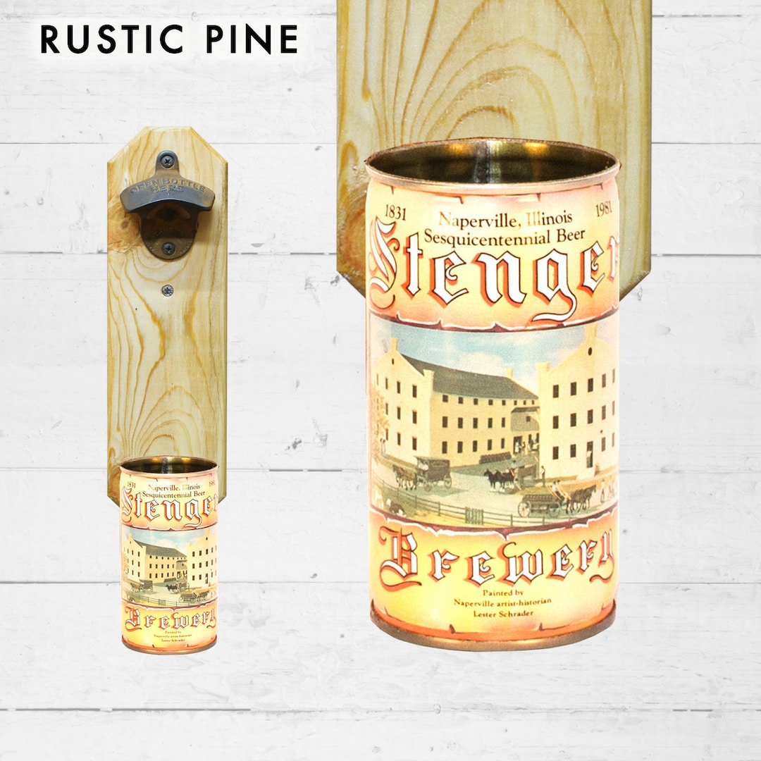 Stenger Brewery Wall Mounted Bottle Opener With Vintage Beer Can Cap ...