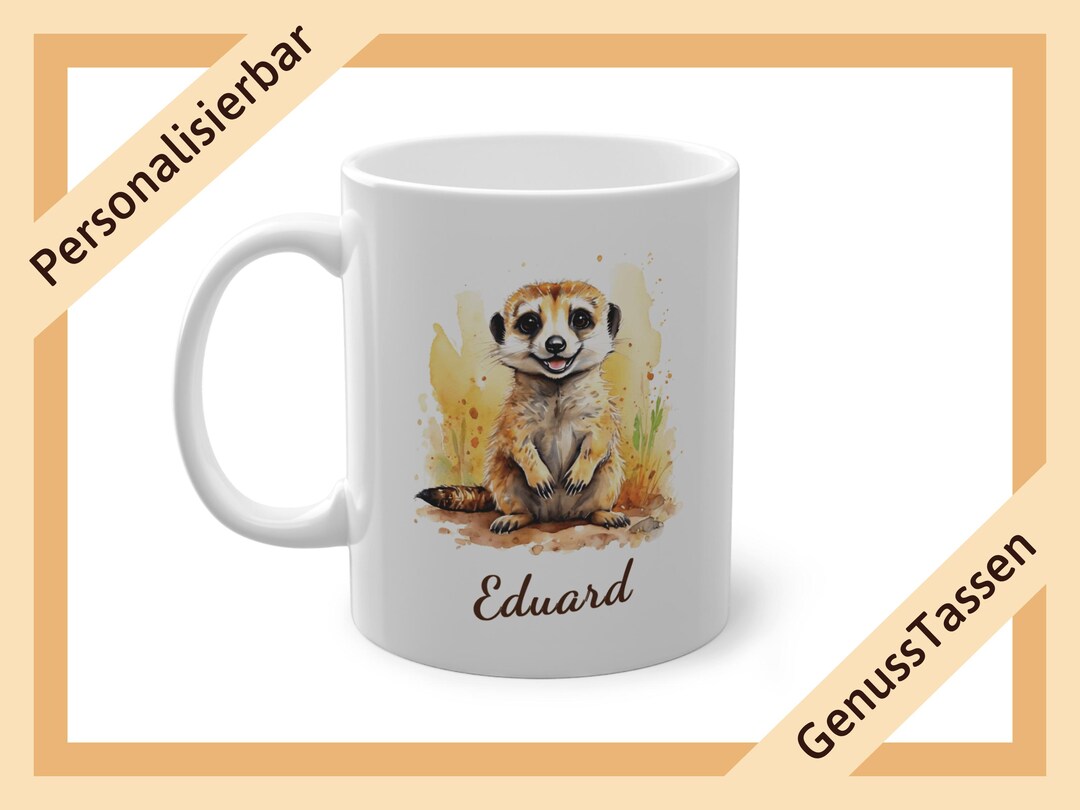 Personalized Coffee Mug Meerkat Watercolor Mug With Name Name Mug ...