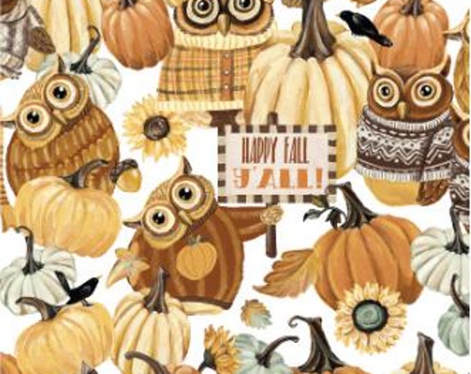 Owl Patch in White Part of the Happy Fallidays Line by Camelot Fabric ...