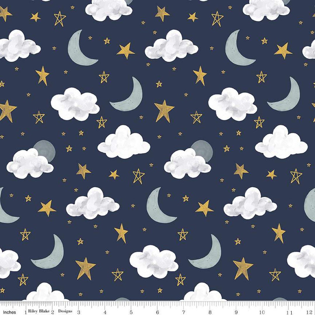 Stars & Moon in Navy - Part of the It's a Boy Line by Riley Blake ...