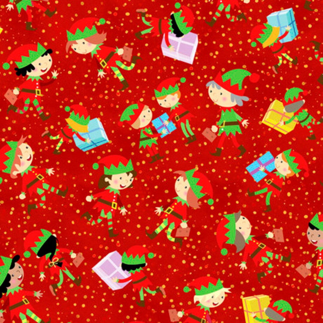 Elf Toss in Red Part of the Santa's Workshop by Quilting Treasures - 25 ...